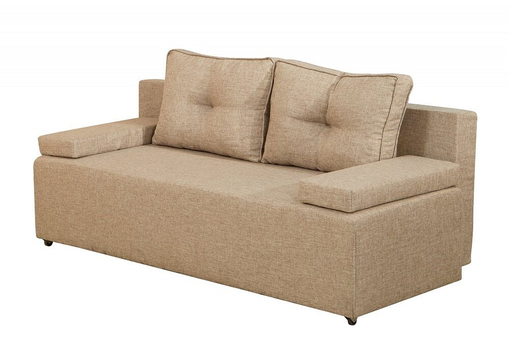 Прямой диван Лиссабон (Доминик) Бежевый, еврокнижка, 185х88х75 см, с ящиком для белья