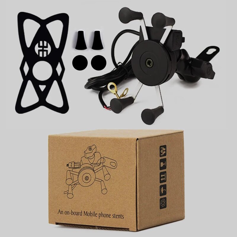 Универсальный держатель для мобильного телефона на мотоцикл с USB-портом для быстрой зарядки, крепление на зеркало мотоцикла для телефонов 3.5-6.8 дюймов, GPS-кронштейн