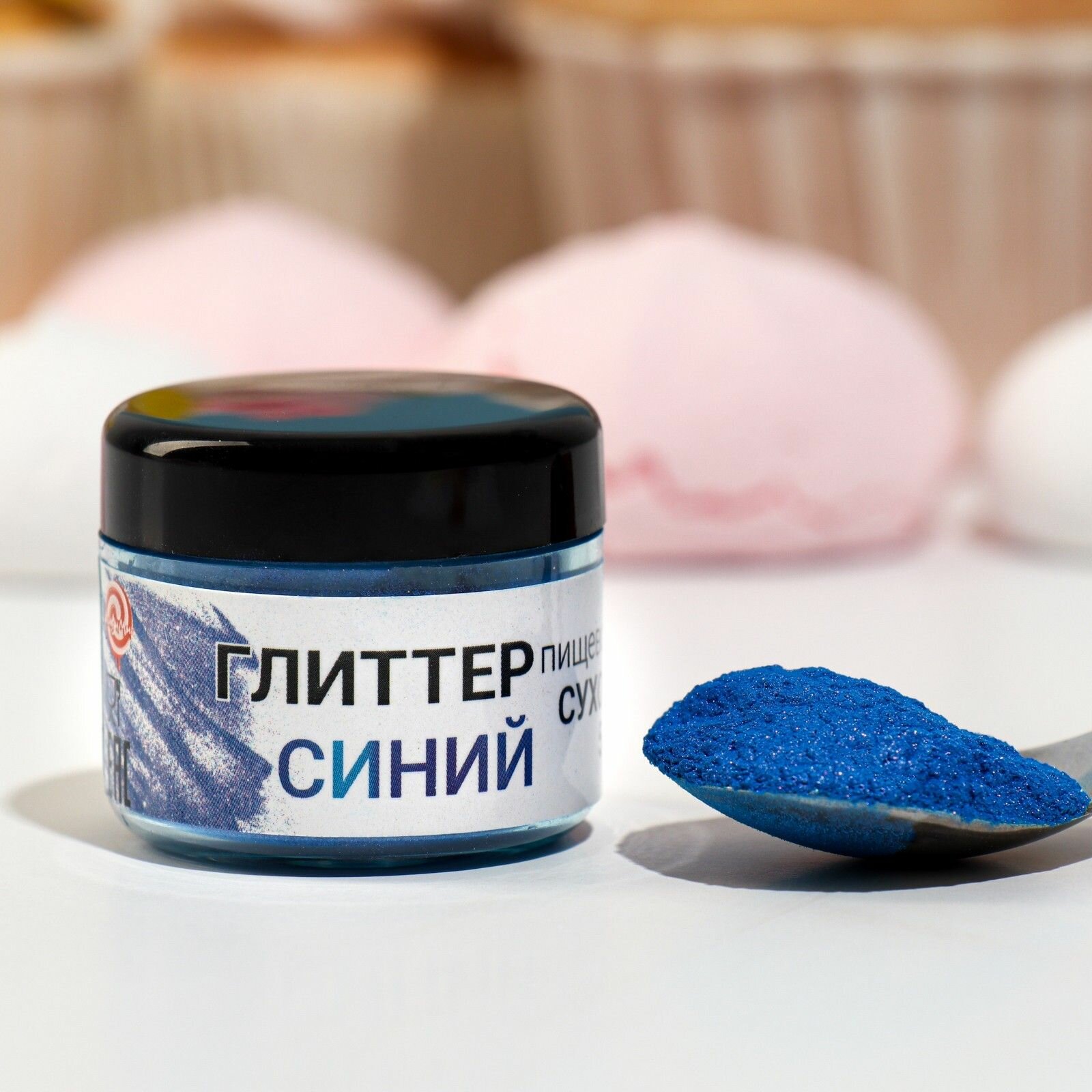 Глиттер пищевой 20-120 pm / Пищевая добавка-краситель, 5 г синий