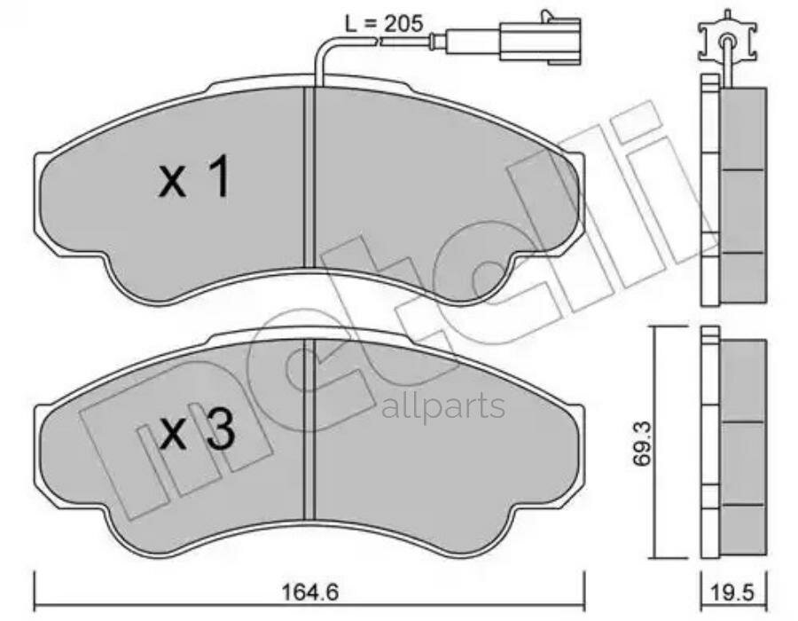 METELLI 2203260 колодки дисковые передние!\ Peugeot Boxer 350 Models, Fiat Ducato 18 Maxi 02>