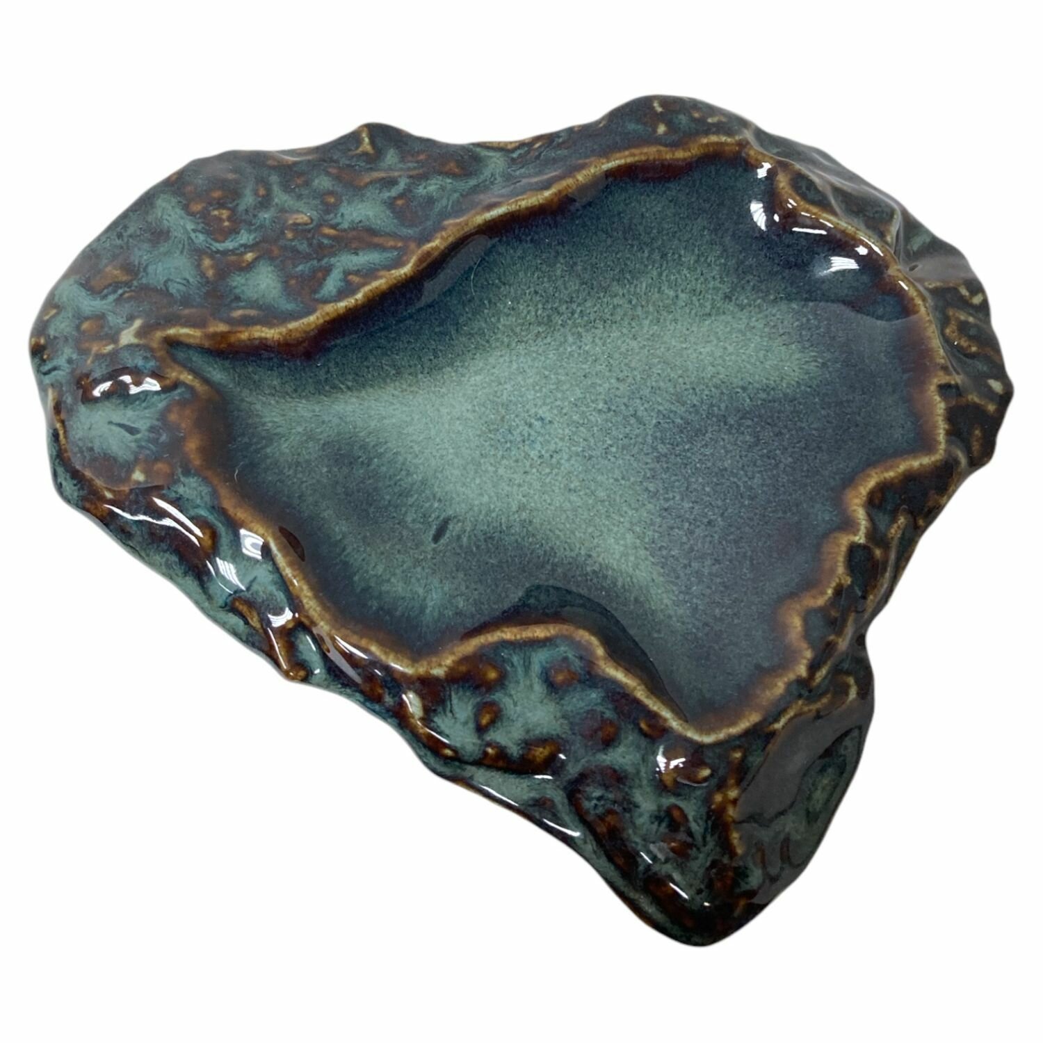 Тарелка ручной работы Камень Змеевик VELES «Полночь Волшебства», фарфор