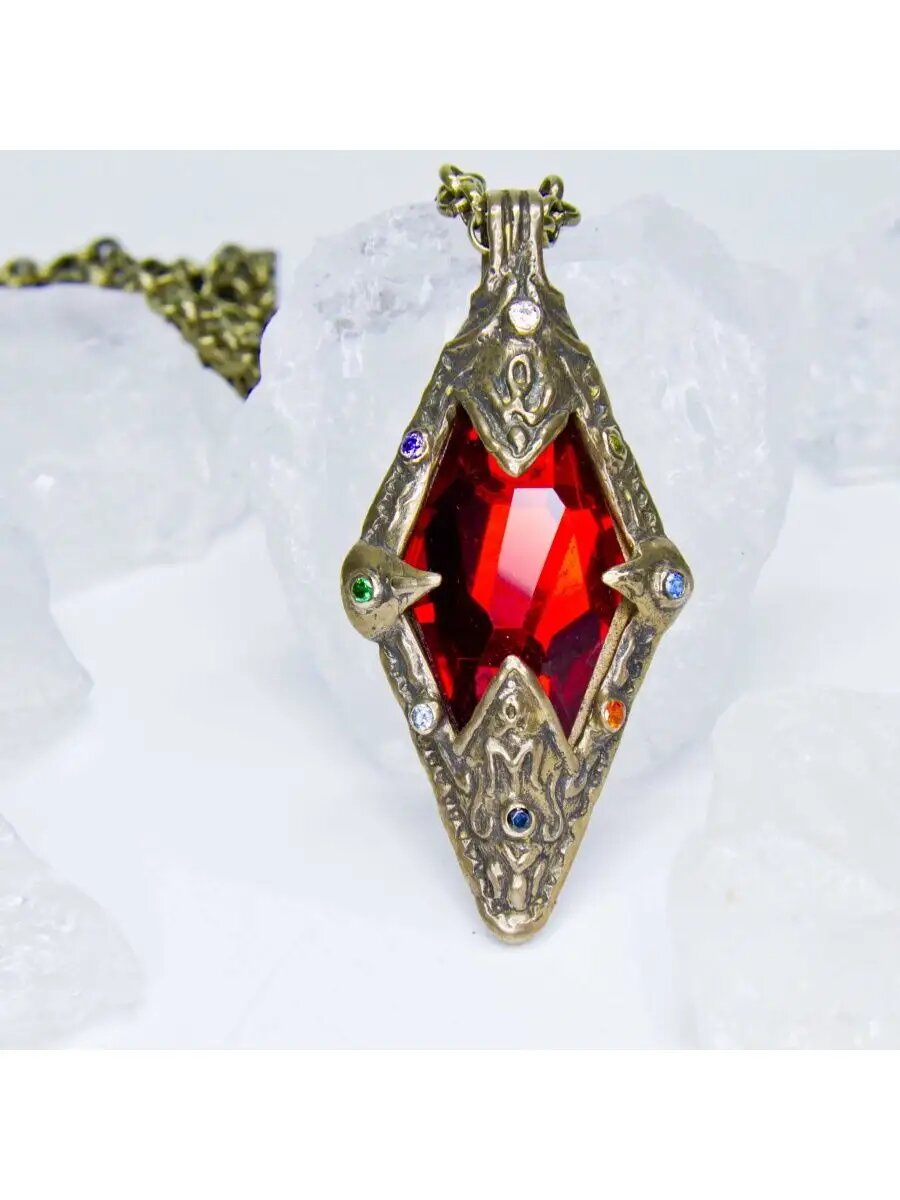 Колье, стекло, фианит