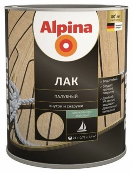 Альпина Лак алкидно-уретановый палубный шелковисто-матовый (0,75л)