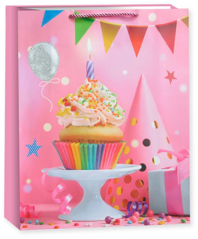 Пакет подарочный, Яркий День Рождения, Дизайн №3, 40*31*12 с