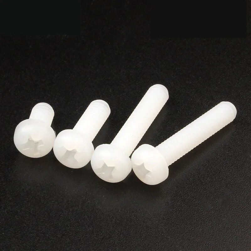 Нейлоновые винты M2-M8 белые/черные M3x8 50pcs, White