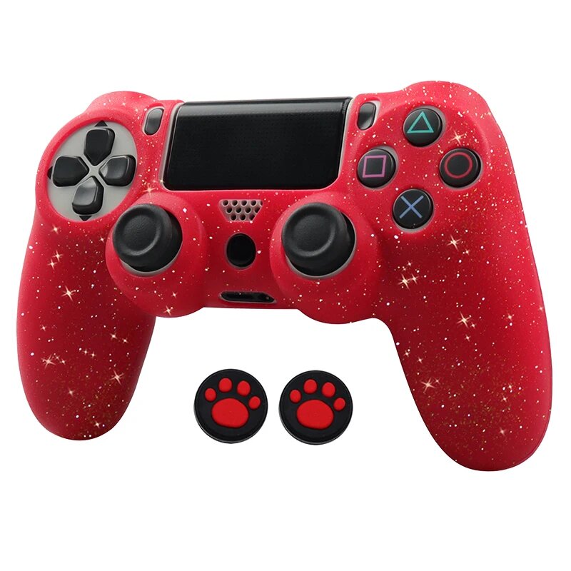 Силиконовый чехол для геймпада PS4 Ralan Gold spangle Red