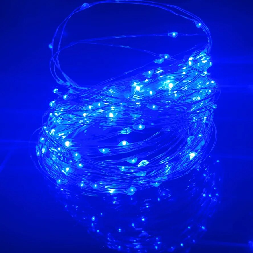 Голубые светодиодные гирлянды 5 метров, Blue, 1M