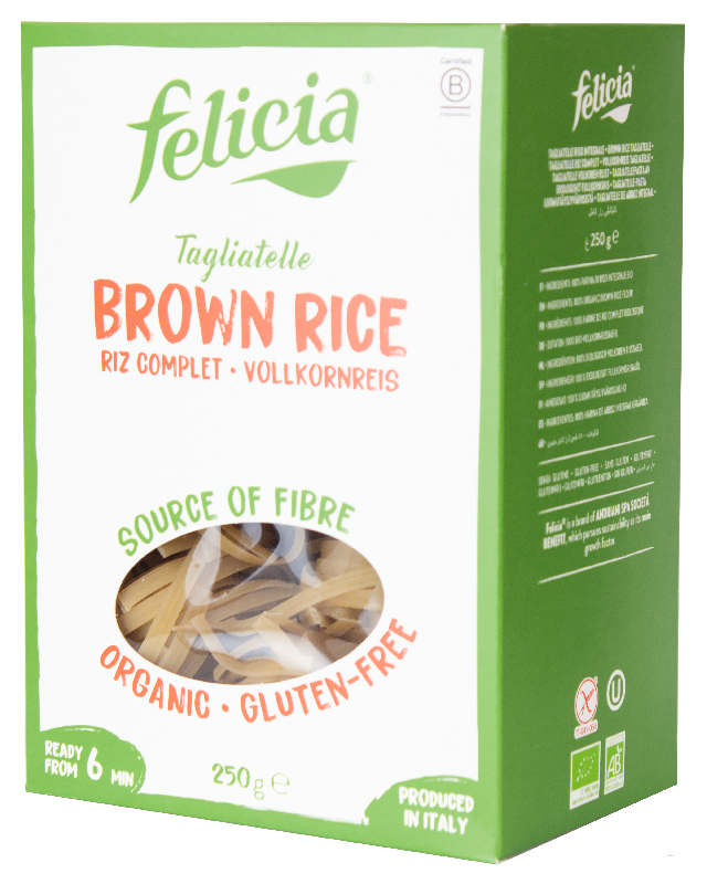 Макароны FELICIA Tagliatelle B8A17BO278 без глютена из бурого риса BIO /картон/ 250г