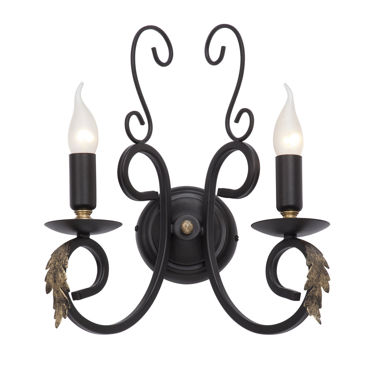 Бра настенный светильник Vitaluce V1014-1/2A , 2 лампы 6м2, Е14, 40Вт, цвет чёрный матовый с золотом.