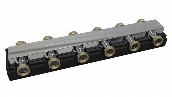 Коллектор для теплого пола и отопления распределительный из нержавеющей стали AISI304, с 5 потребителями тепла