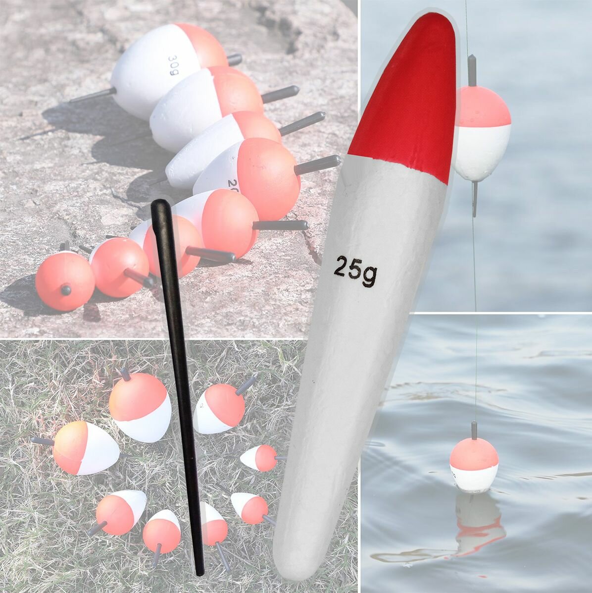 3 шт. Поплавок живцовый удлиненный Щучий 25 гр. пенопластовый