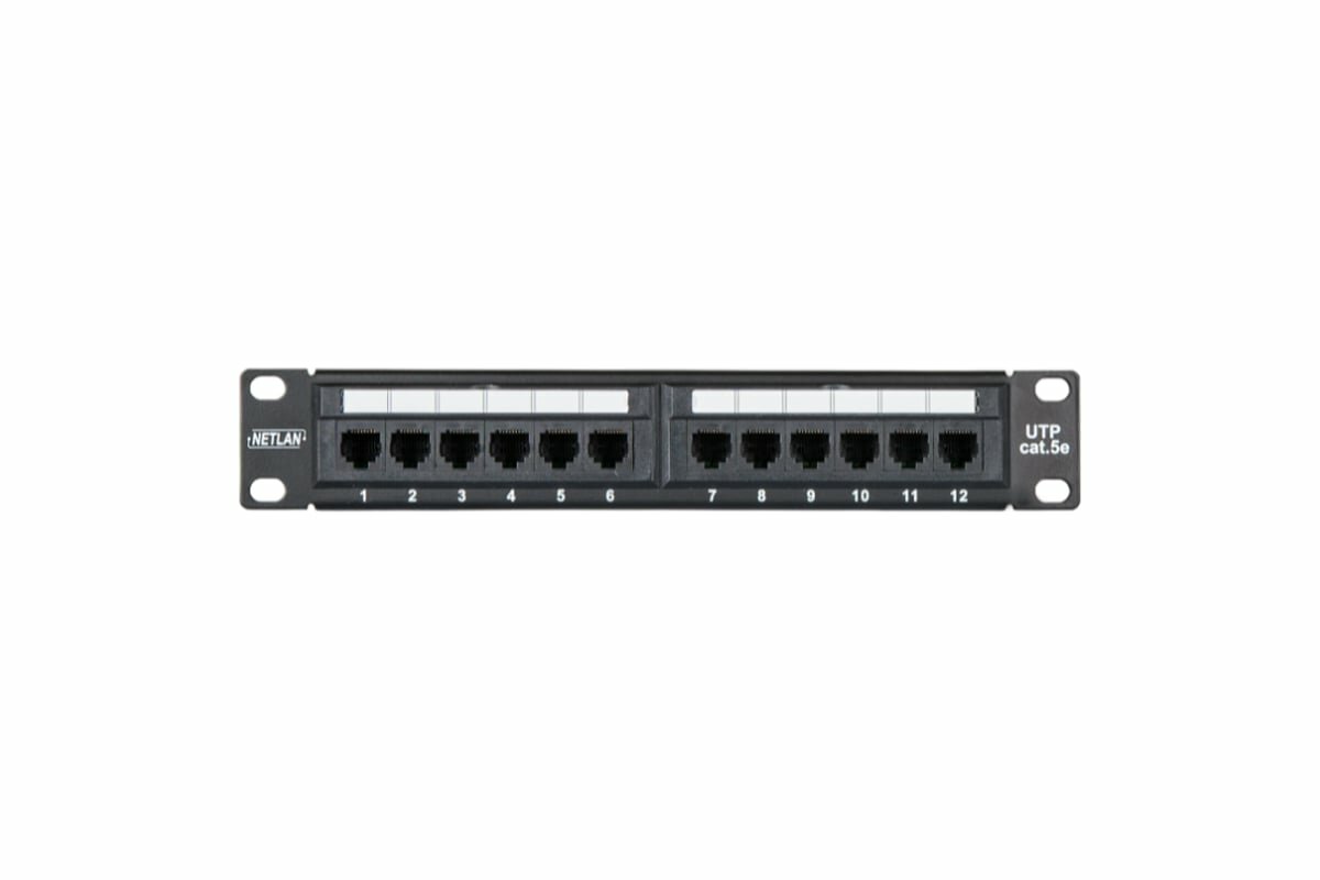 NETLAN Панель 10' 1U 12 портов Категория 5e RJ45 8P8C Неэкранированная EC-URP-12-UD2
