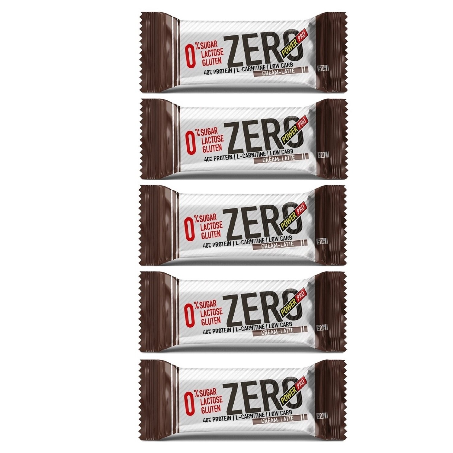 Протеиновый батончик 40% ZERO 5 шт 50 гр (Power Pro) Кремовый латте
