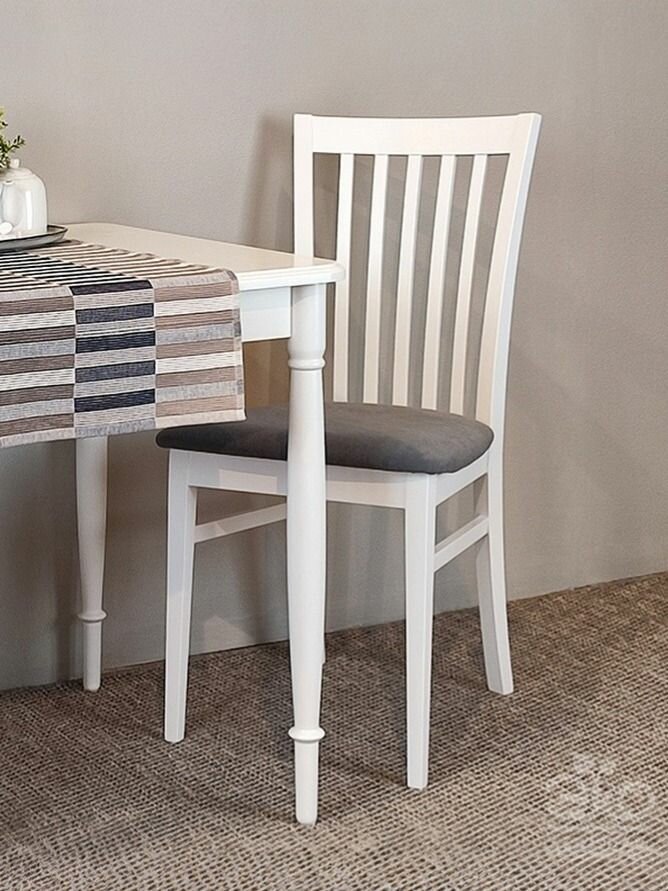 Стул "Комфорт" (Белая эмаль/Fortuna 12), массив дерева, Экомебель