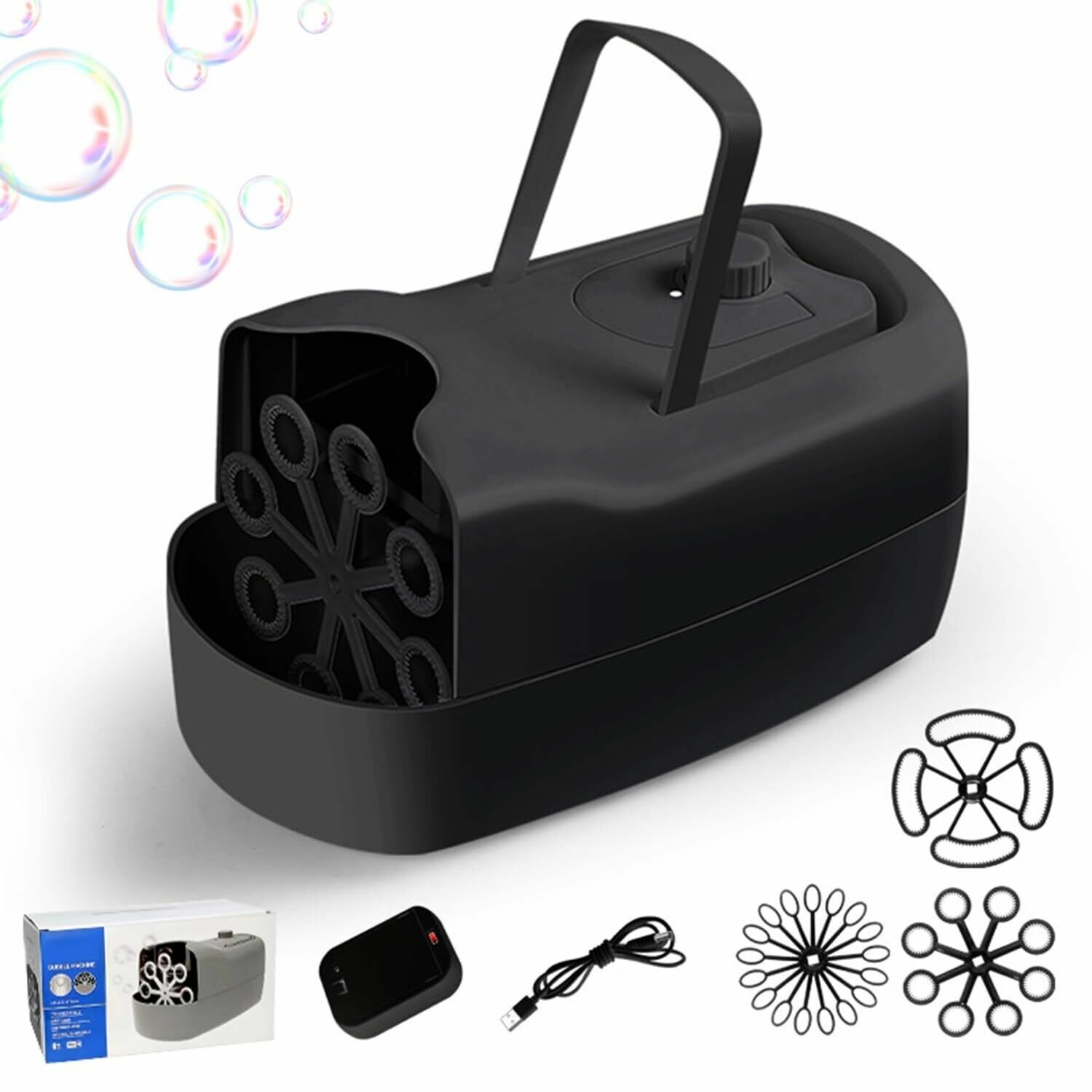 Генератор пузырьков. Детские игрушки, электрическая машина для мыльных пузырей для чемоданов, черное.