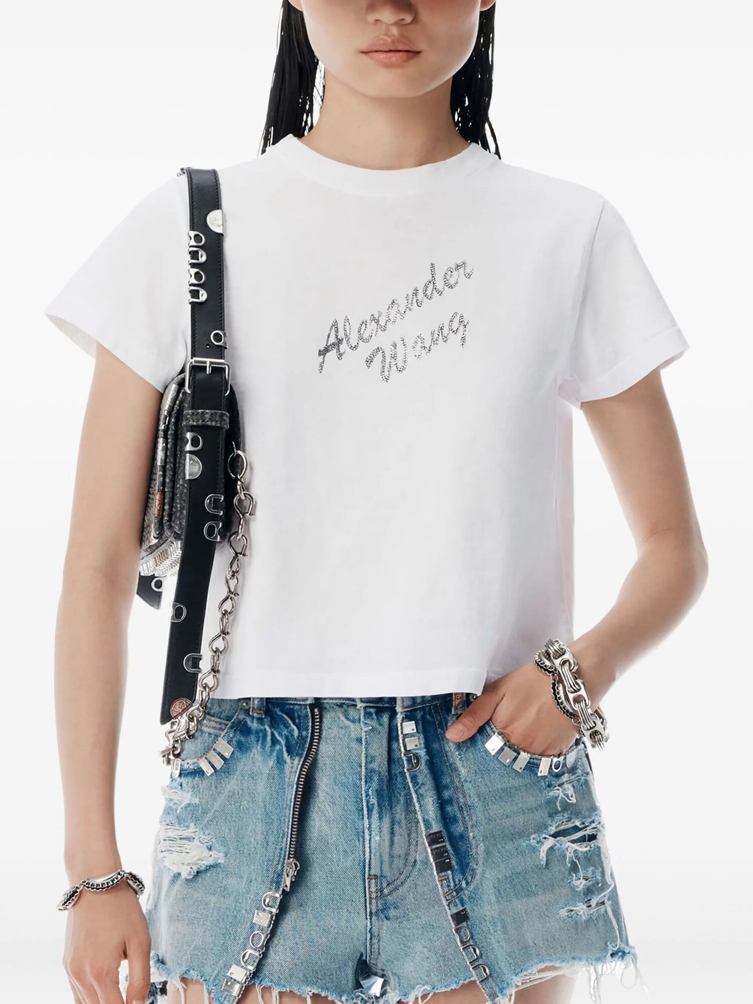 Футболка Alexander Wang Shrunken, размер XS, white — фото 1