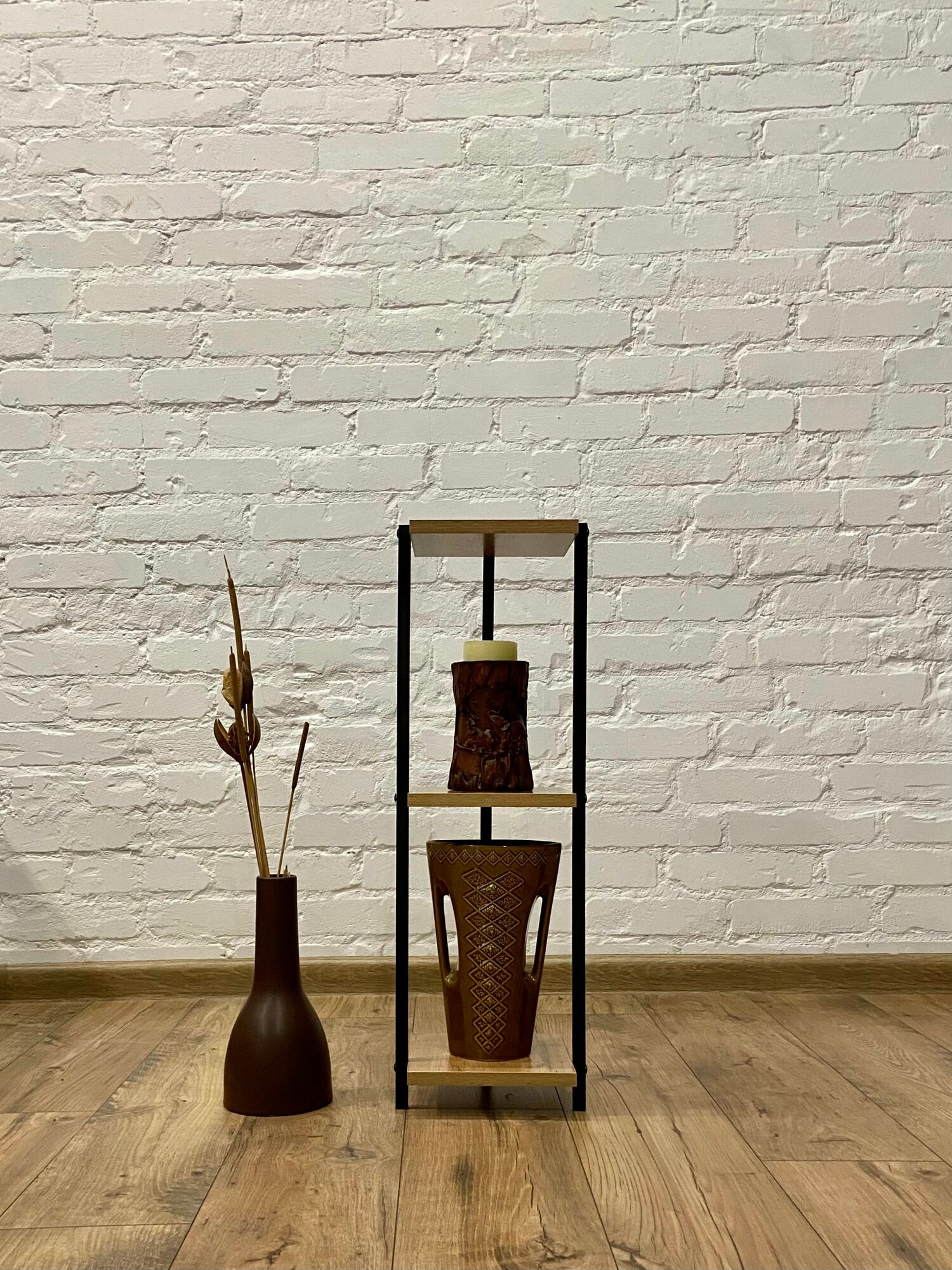 Стеллаж-этажерка 3 секции, полки 20 20 см из ЛДСП, металлический каркас, компактная, лёгкая, прочная