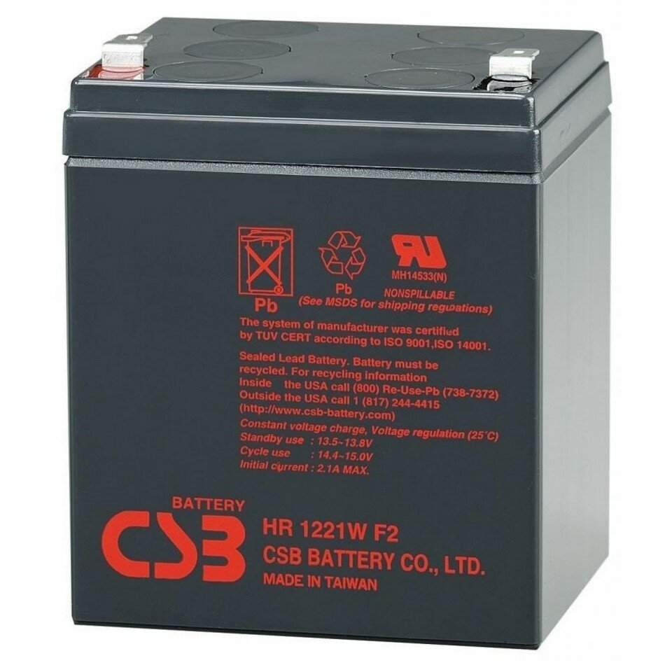 Аккумулятор 12V 5Ah CSB HR1221W F2