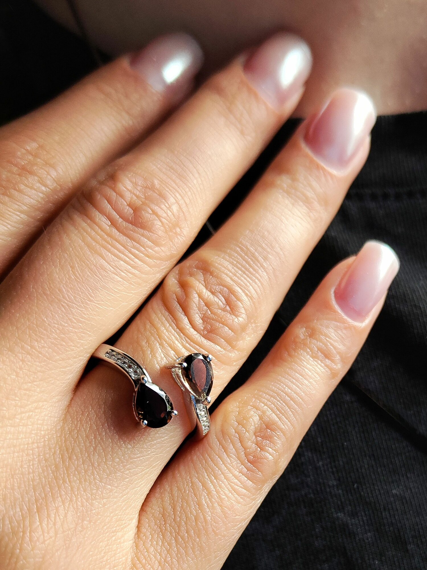 Кольцо тонкое, разъемное, серебро, 925 проба, родирование, топаз, кварц