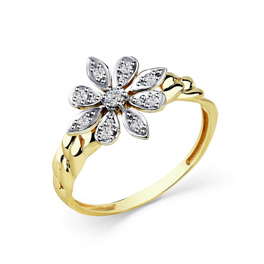 Кольцо, желтое золото, 585 проба, бриллиант