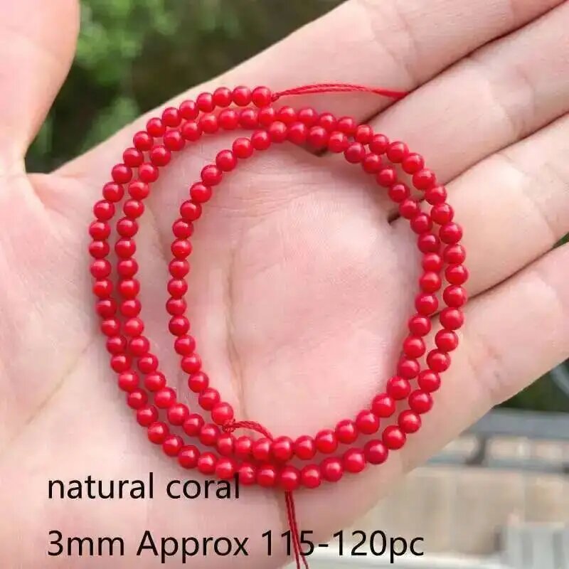 Красный коралловый камень бусины jbyzbsm 15 дюймов Красный, 3mm Round