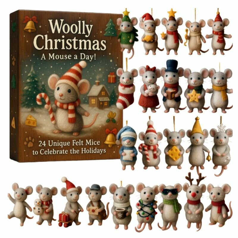 Адвент-календарь, набор-сюрприз, фетр, акрилик, 24 подвески, ручная роспись