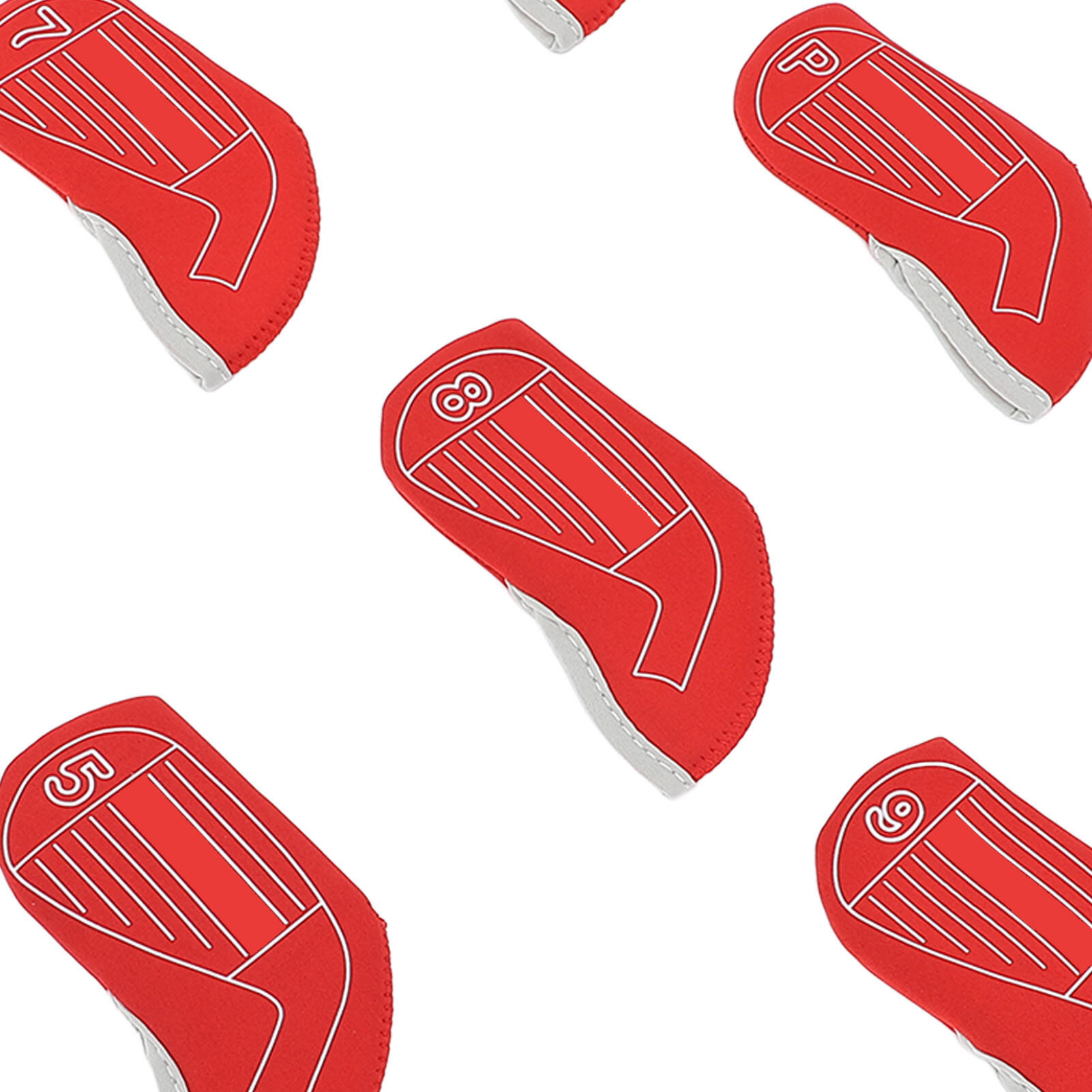 9шт. комплект чехлов для клюшек, тканевые противоударные противоскользящие защитные чехлы для клюшек Iron, красные