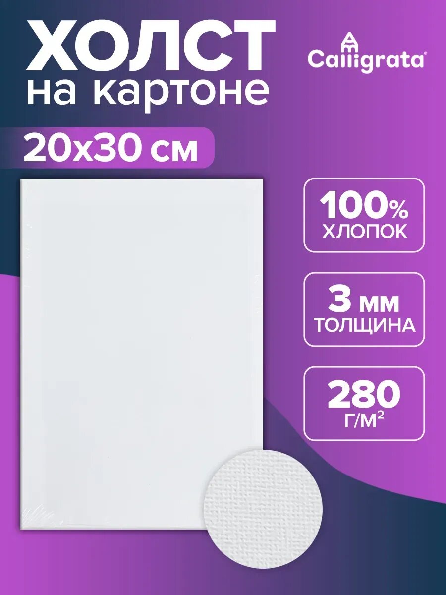 Холст на картоне грунтованный, 20 х 30 см