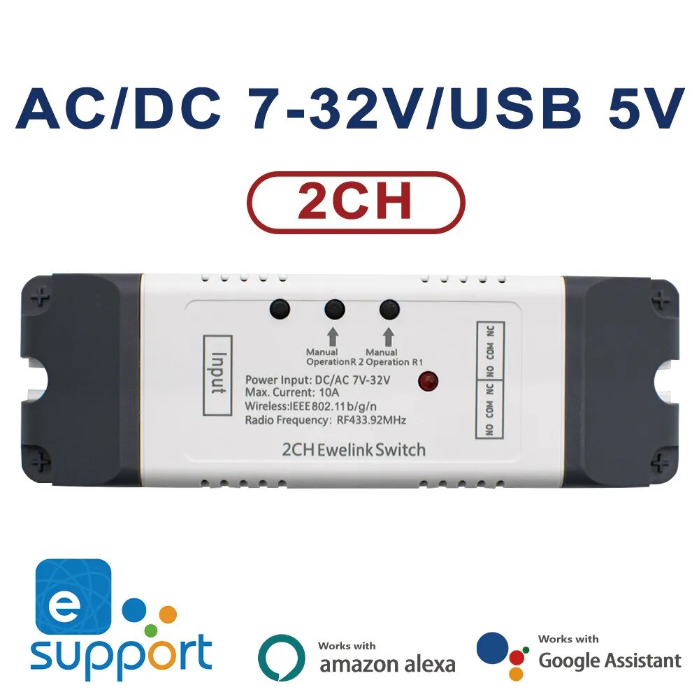 EWelink 2-канальный WiFi-модуль управления 7-32V