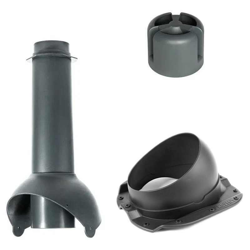 Выход канализации (комплект) 110 мм h-500 неутепленный Krovent, труба вытяжная на крышу с грибком и проходным элементом для установки на профилированный лист класса С21, серый (Ral 7024)