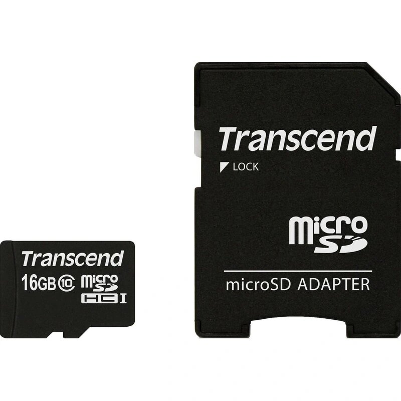 Карта памяти Transcend Premium microSDHC 16Gb UHS-I Cl10 +ад, TS16GUSDHC10