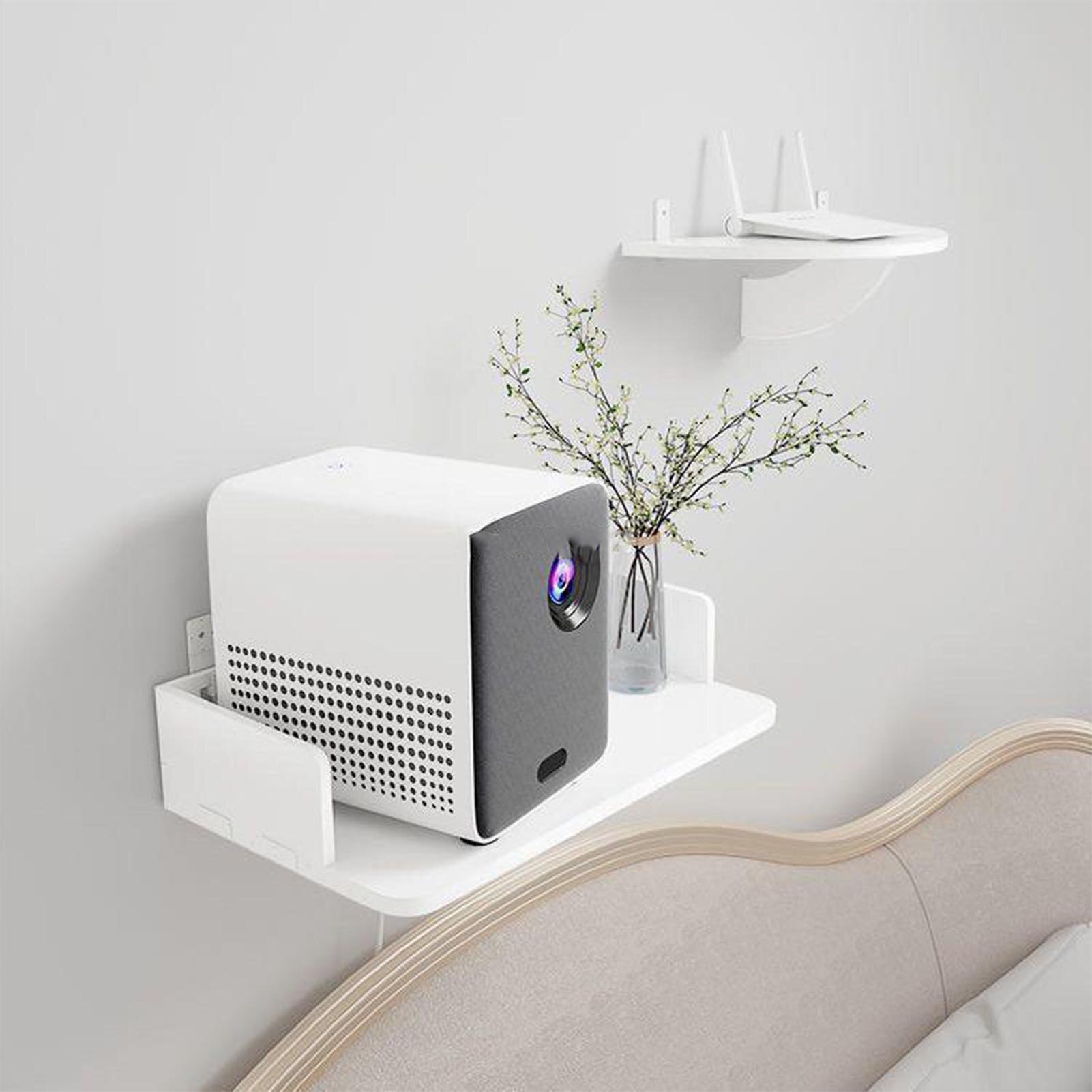 Настенная полка для проектора, перфорированная бесплатная универсальная компактная декоративная стойка для хранения проектора для спальни, офиса, небольшого размера