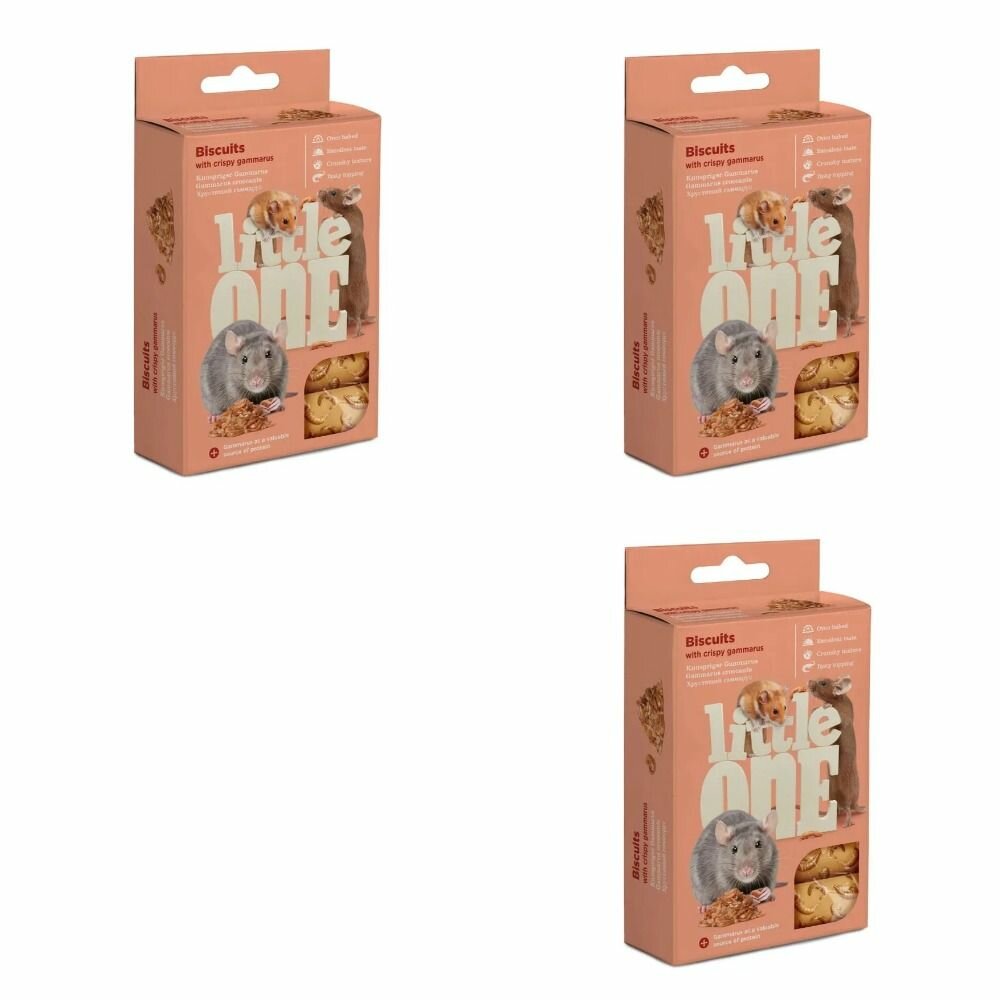 Little One Бисквиты для грызунов, с хрустящим гаммарусом, 35 г, 3 шт