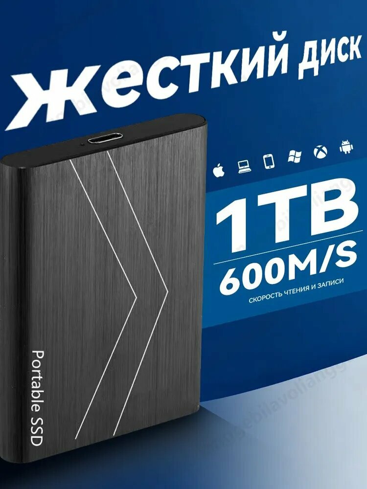 1 ТБ Внешний жесткий диск F202 (FSJ215H1TB-SSD), Металл, черный, черный матовый