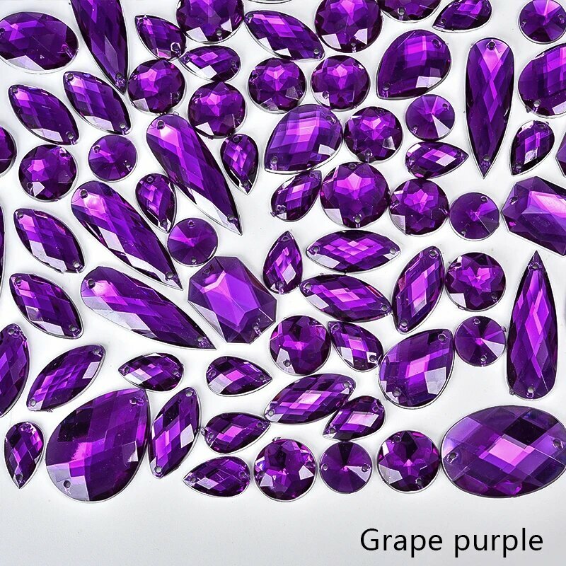 Стразы акриловые фиолетовые Grape purple, смешанных форм, 25г