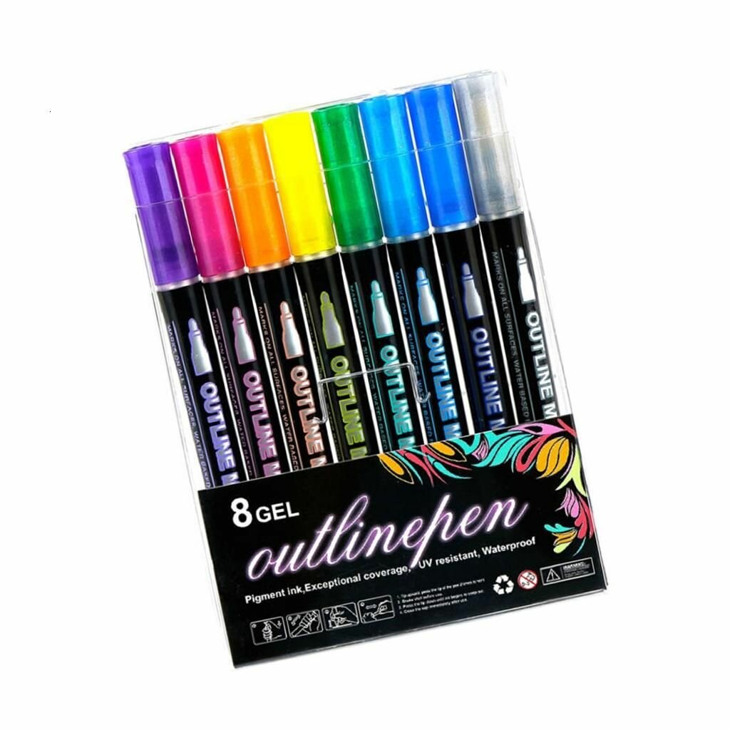 Блестящие маркеры с металлической краской, 8 Цветов