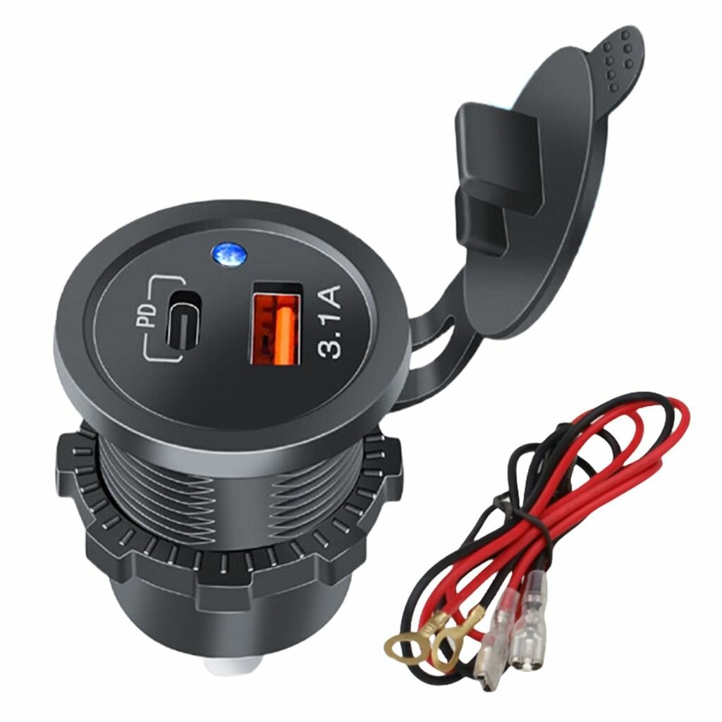 Зарядное устройство для быстрой зарядки мобильного телефона PD plus USB 12-24 В-зарядное устройство плюс кабель длиной 1 метр