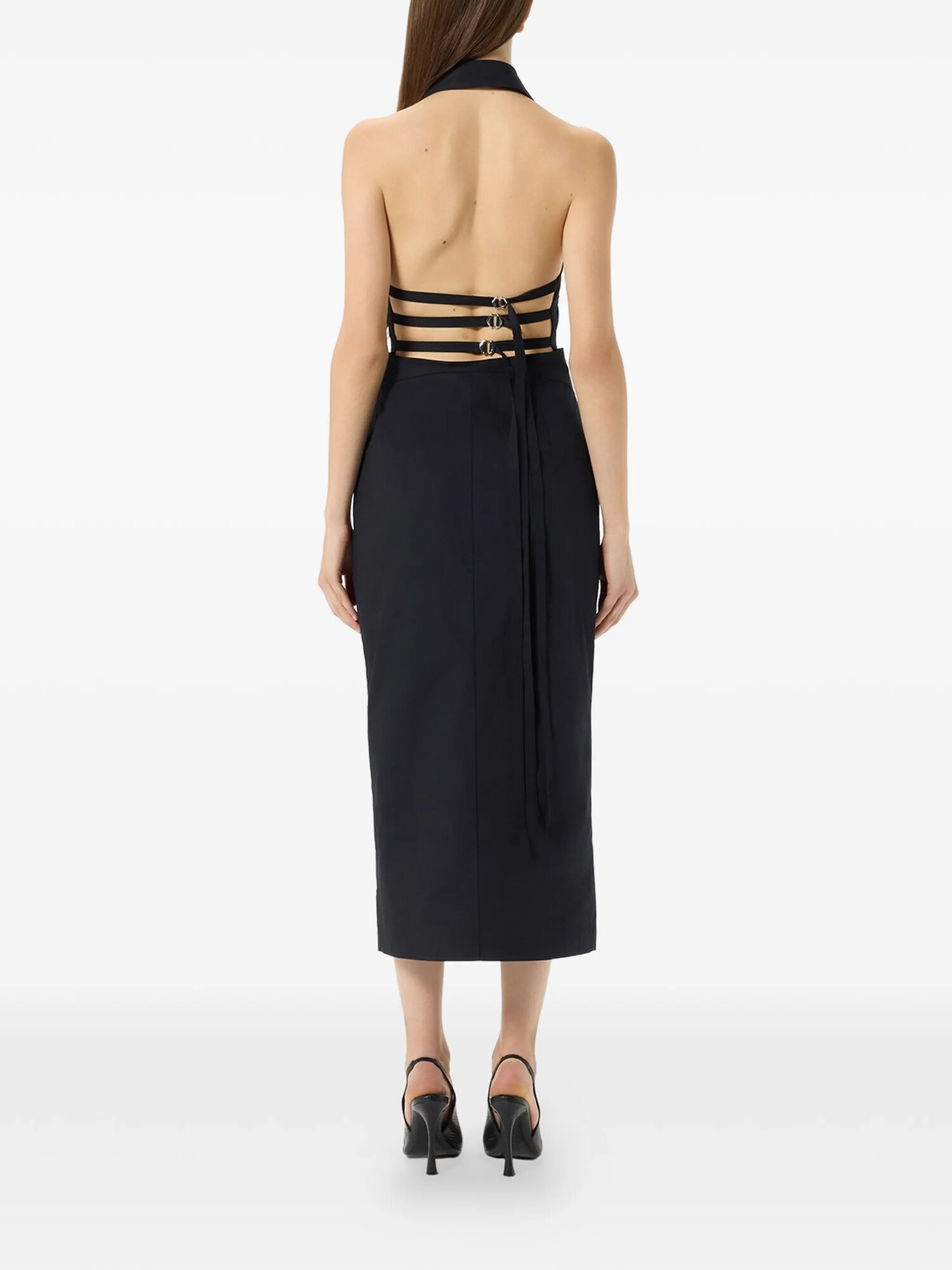 Платье Blumarine Plissé button midi dress, размер 40, черный — фото 1