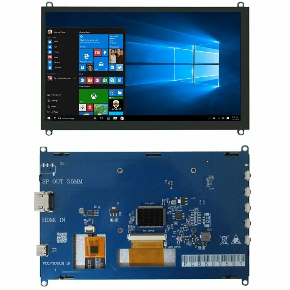 Графический экран 7-дюймовый IPS-дисплей 1024 600 сенсорным USB-управлением LCD-дисплей HDMI и ёмкостным сенсором. Совместим с Raspberry Pi, Banana Pi, Orange Pi и ПК.