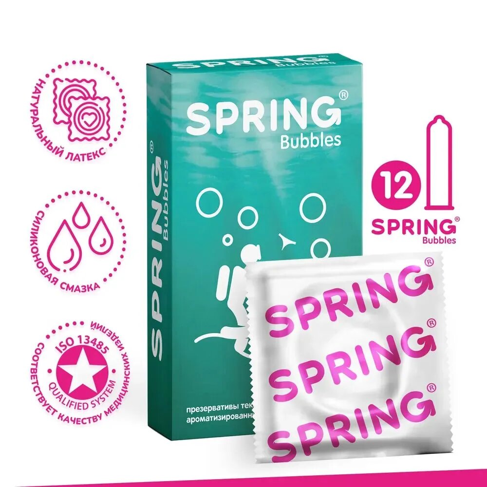 Презервативы SPRING с пупырышками, из натурального латекса, с ароматом тутти-фрутти, 12 штук