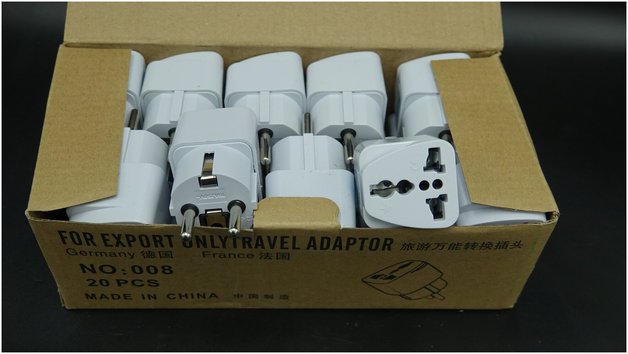 20 штук Адаптер переходник универсальный на евровилку с американской/ китайской на евро розетку