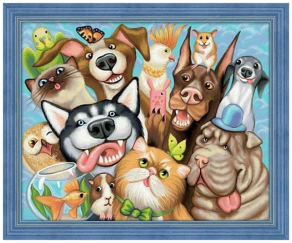 Набор Алмазная живопись #АЖ-1658 Звериное селфи, Алмазная Мозаика, 50 x 40 см