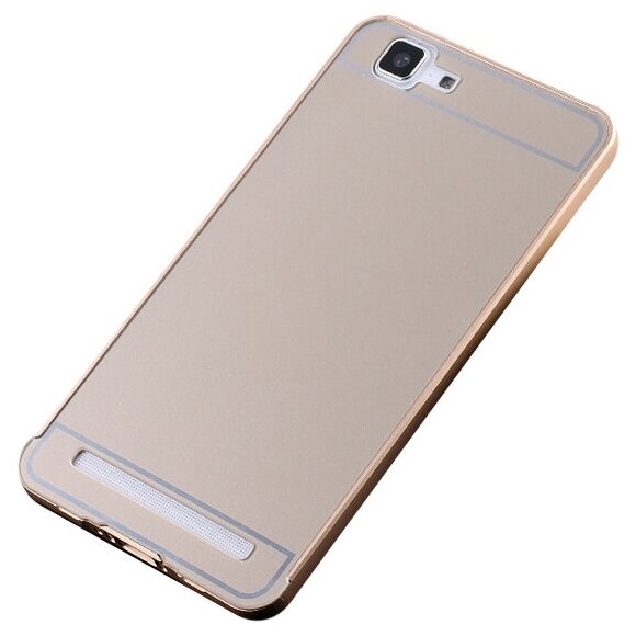 Чехол-бампер Чехол. ру для Xiaomi Redmi Note 3 c алюминиевым металлическим бампером и поликарбонатной накладкой золотой