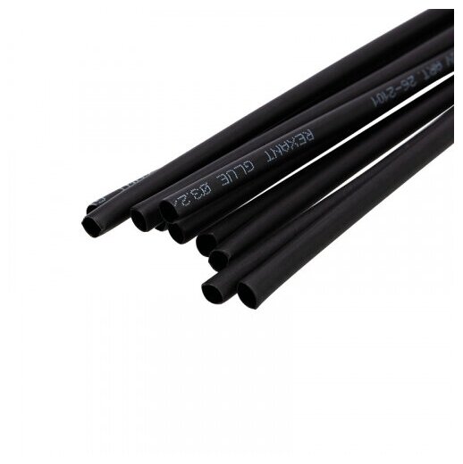 Термоусадочная трубка Rexant двустенная клеевая 3,2/1,6 мм черная (10 шт. по 1 м.), 26-2101