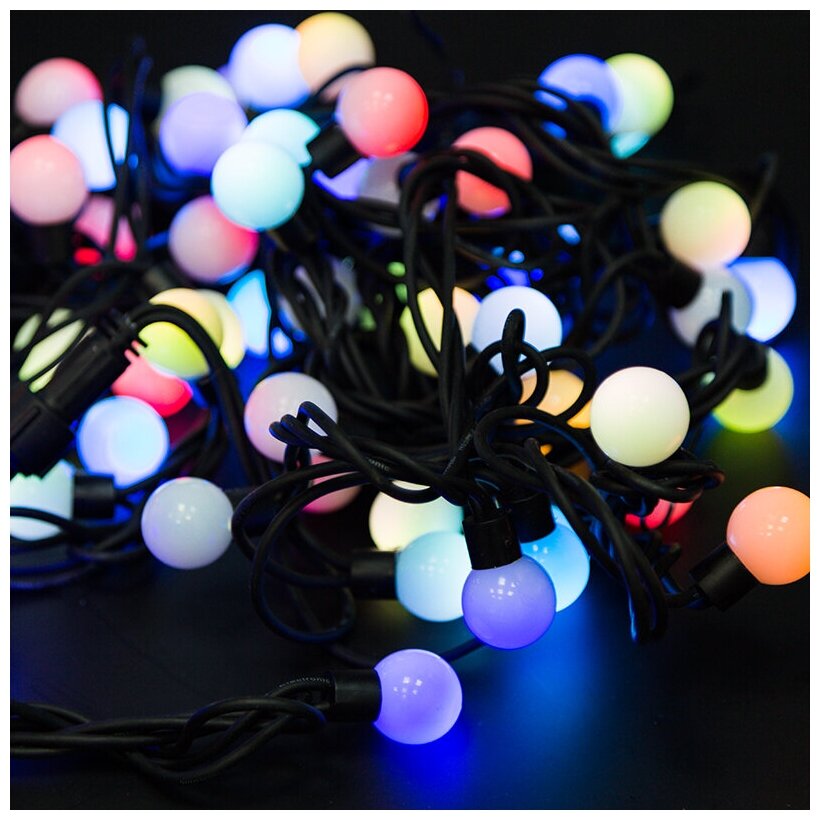 Neon-Night Гирлянда светодиодная Мультишарики Ø23мм 10м 80 LED RGB черный каучук IP67 быстрая смена цвета 230В нужен блок 315-000 NEON-NIGHT