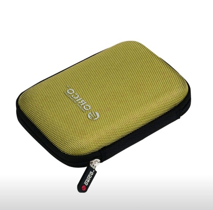 Чехол кейс для жестких дисков 2.5" универсальный на молнии (для наушников, плееров, смартфонов и тд) желтый