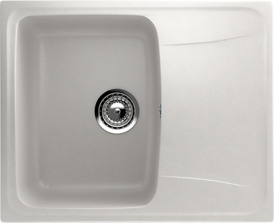 Каменная мойка для кухни врезная SURAGRAN S-26, 580*470мм, прямоугольная, цвет ультра-белый/Раковина для кухни