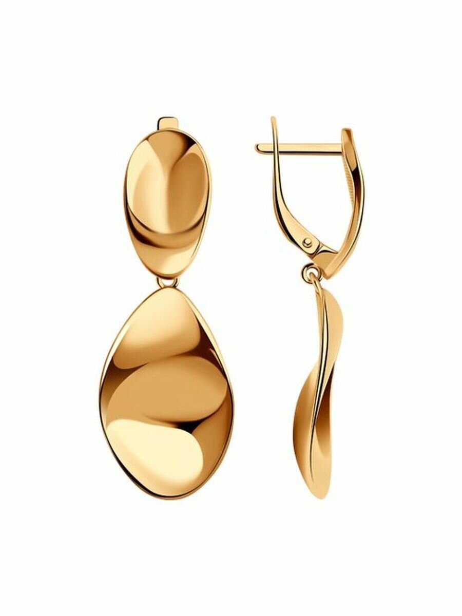 Серьги, серебро, 925 проба, золочение