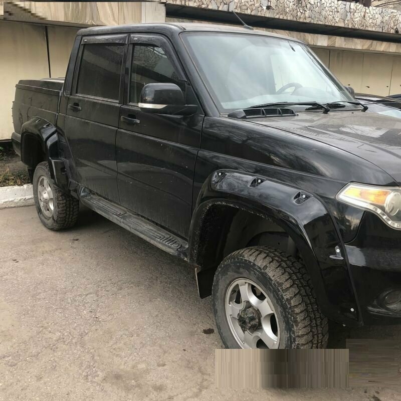 Расширители колесных арок (бушвакеры) УАЗ Пикап с 2014-2016 г. в. под 2 бака (мелкая шагрень)