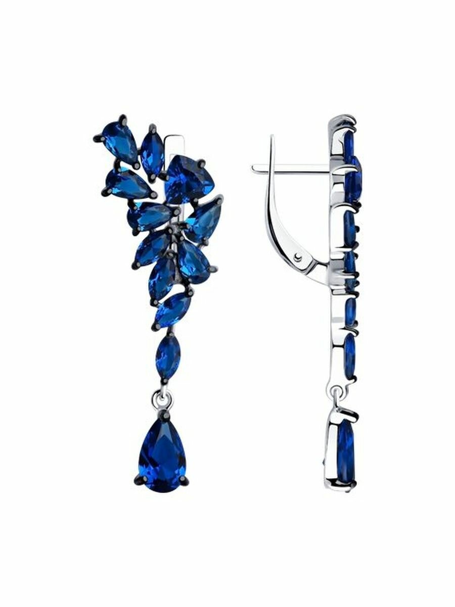 Серьги, серебро, 925 проба, родирование, фианит